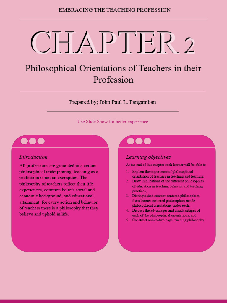 Teachingprofession Chapter2 | PDF | Philosophy Of Education | Curriculum