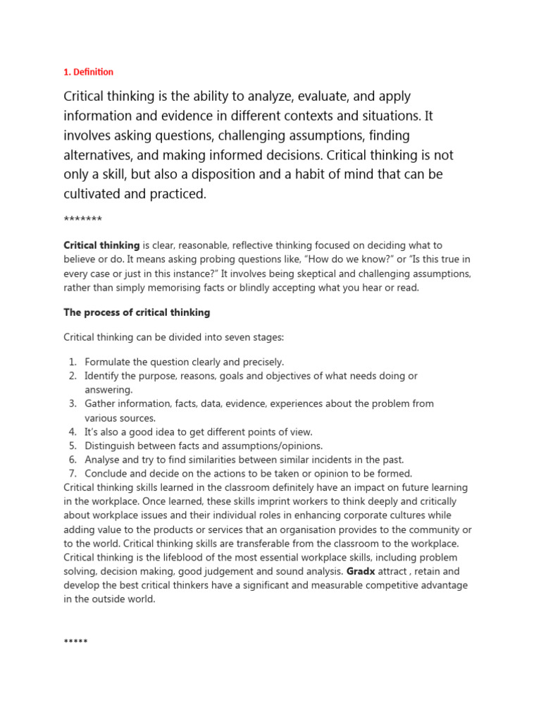 Ideas.critical Thinking | PDF | Critical Thinking | Thought