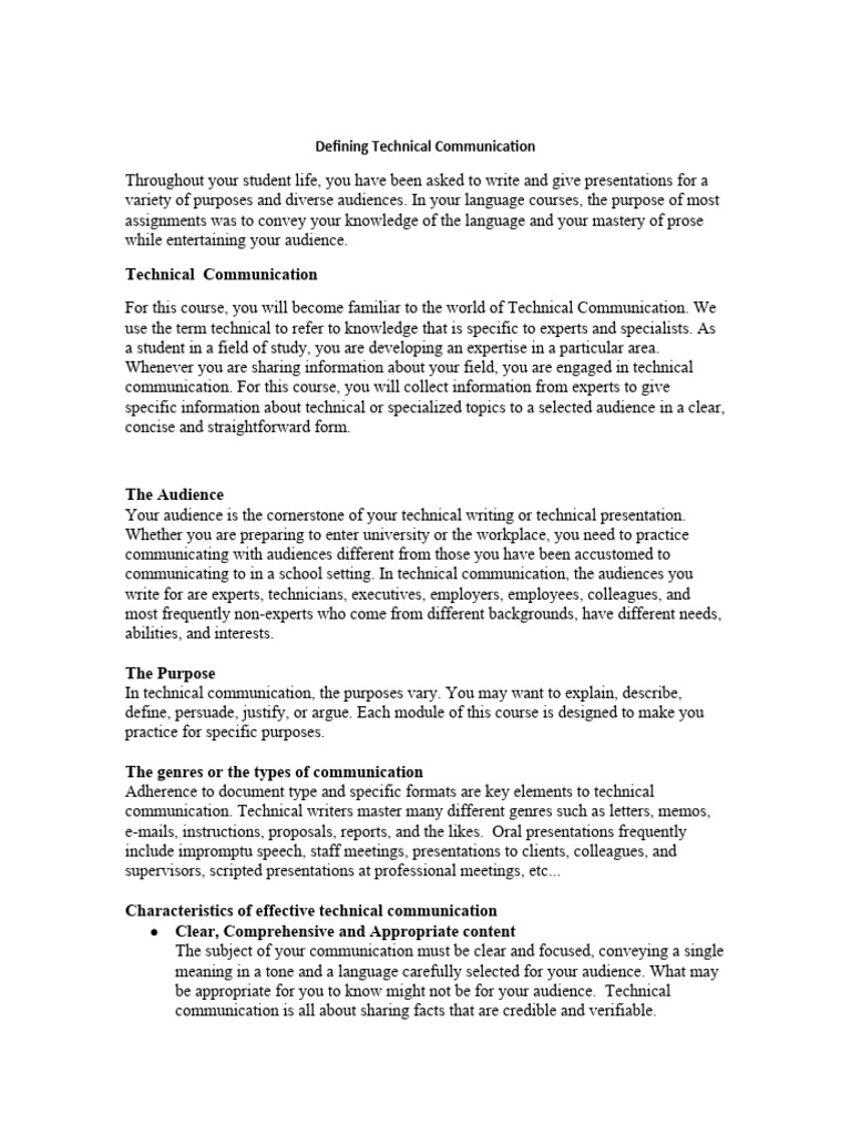 Technical Communication Pdf Technical Communication Communication 