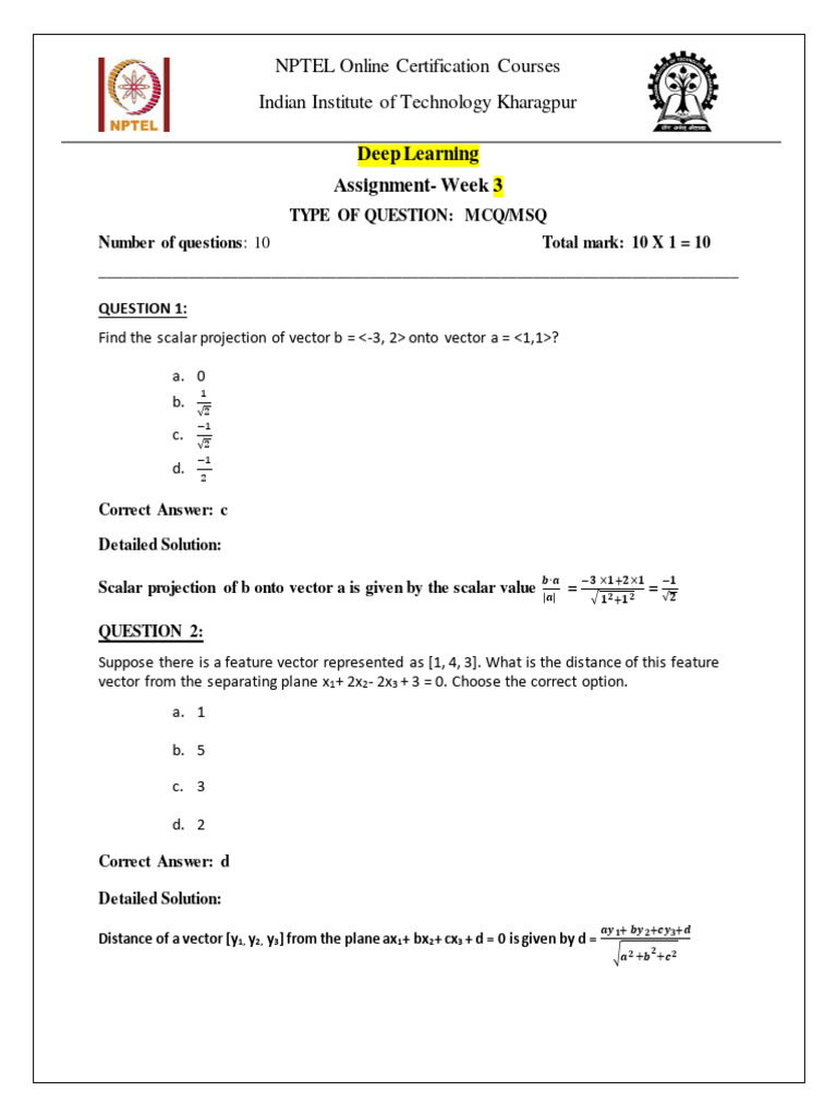 DEEP LEARNING IIT Kharagpur Assignment_3_2024 | PDF | Support Vector Machine | Mathematical ...