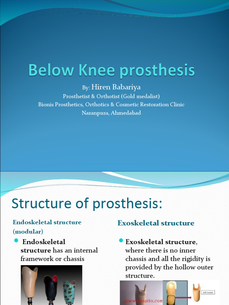 Below Knee Prosthesis | PDF | Prosthesis | Amputation