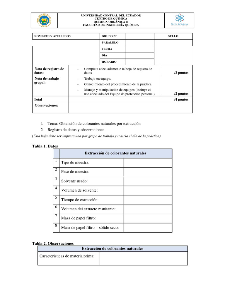 FIQ-QOII-Hoja de Datos - Colorantes Naturales | PDF