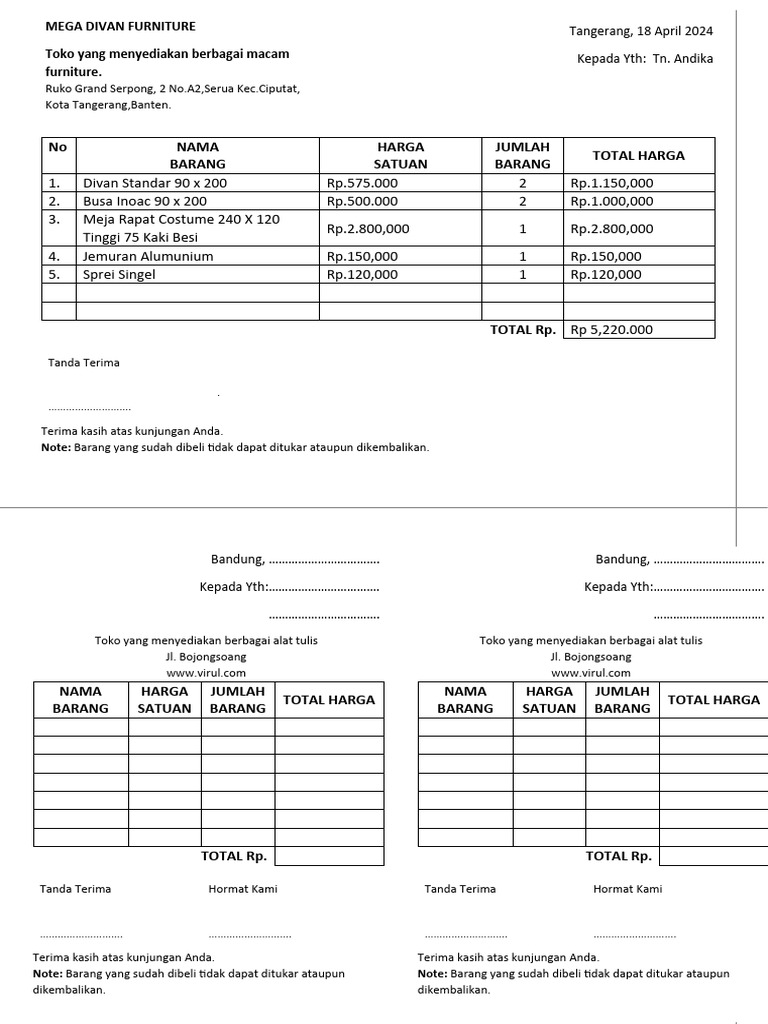 Contoh Nota Toko.docx edit | PDF