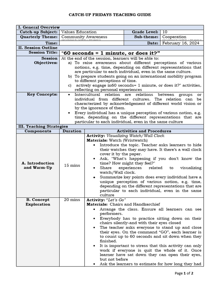 Week 1 February 16 2024 Pdf Learning Experience