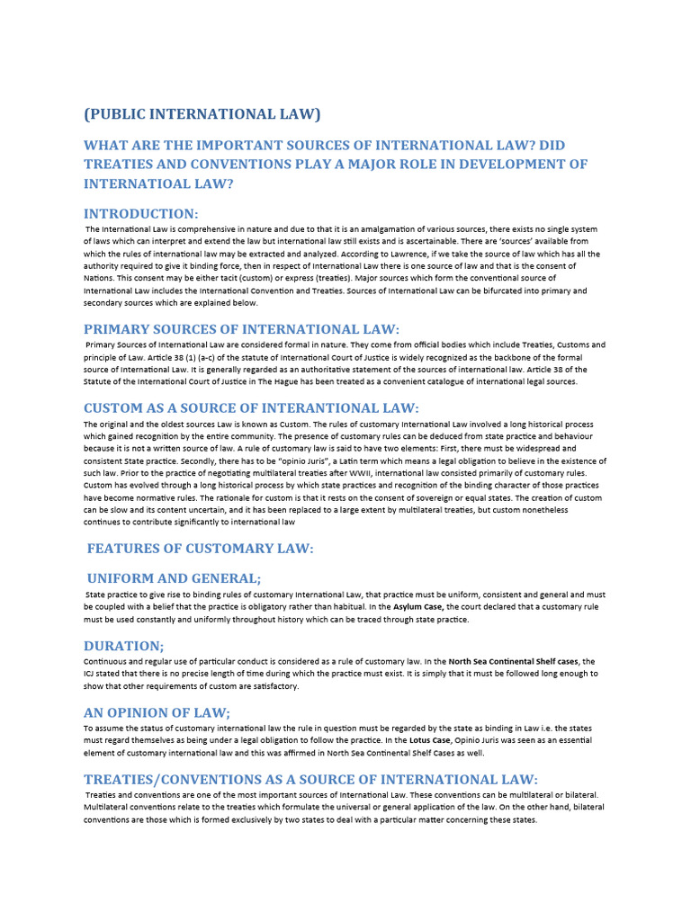 Sources of International Law PDF | PDF | International Law | Treaty