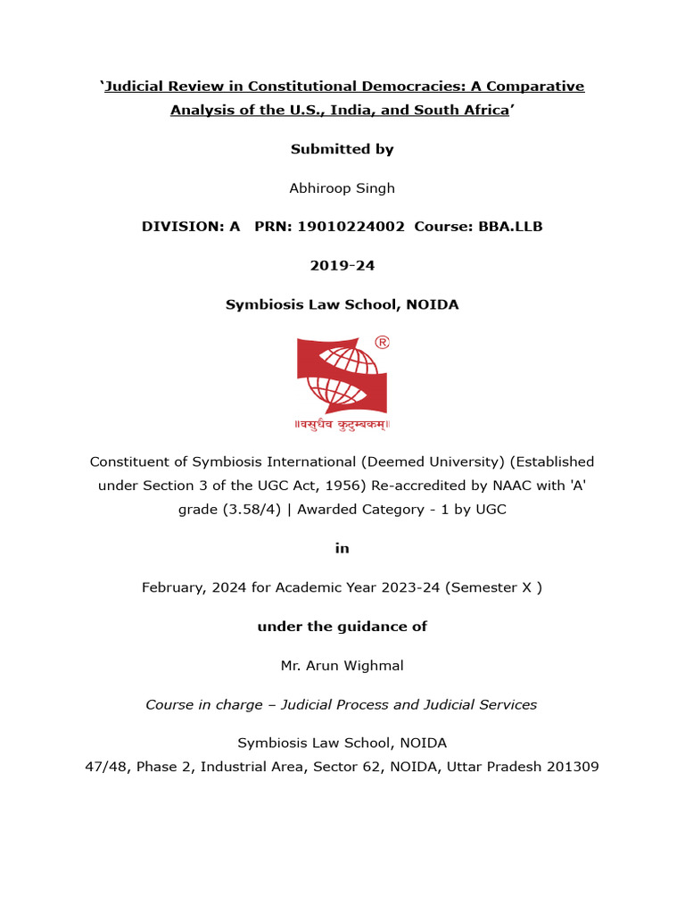 Judicial Process-Abhiroop Singh | PDF | Judicial Review | Supreme Court Of India