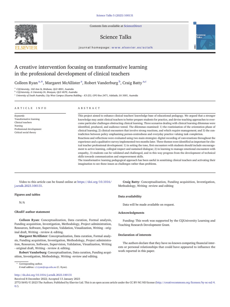 A-creative-intervention-focusing-on-transformative-learning-in-_2023_Science | PDF | Teachers ...