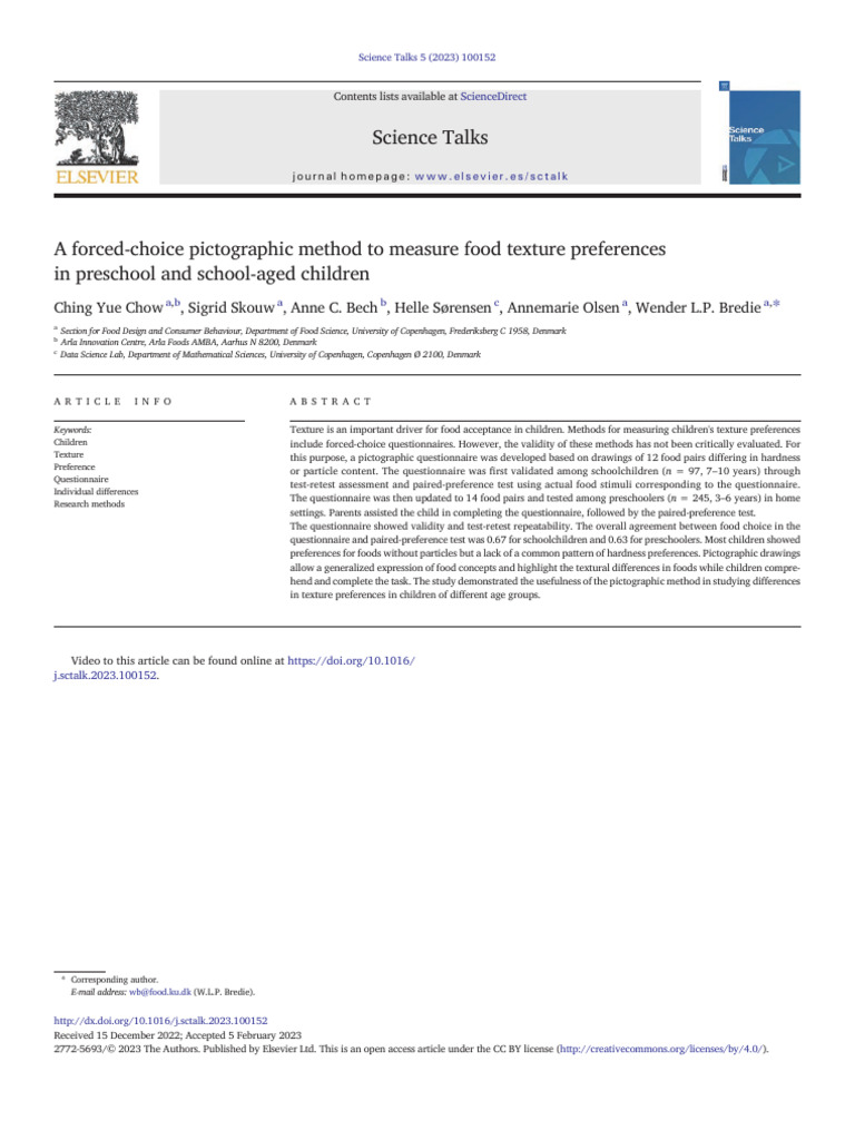 A Forced Choice Pictographic Method To Measure Food Texture Pre - 2023 ...