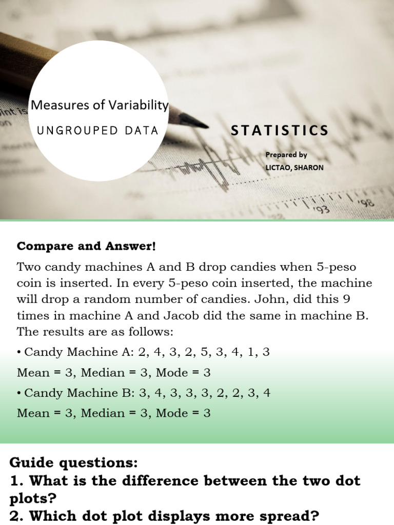 Measures of Variability For Ungrouped Data | PDF | Standard Deviation | Variance