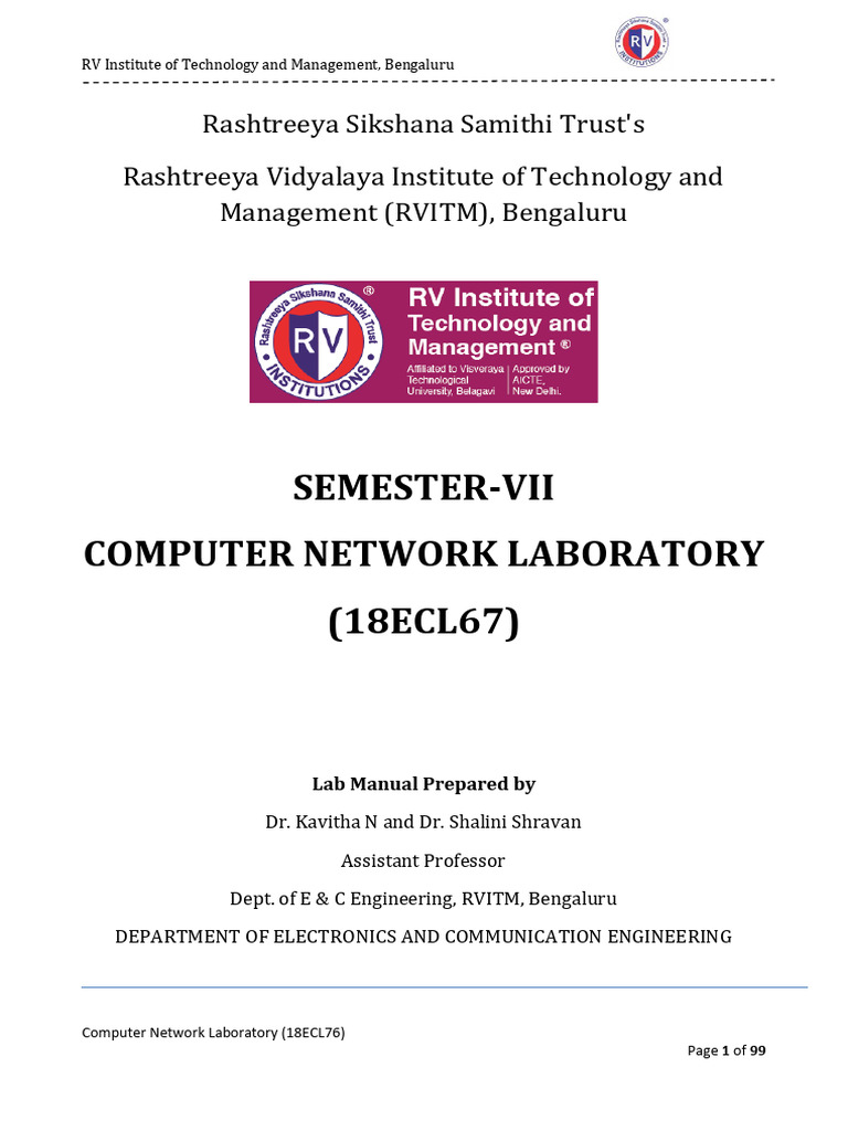 Final Computer Network Lab Mannual (18ECL76) | PDF | Computer Network | Network Topology