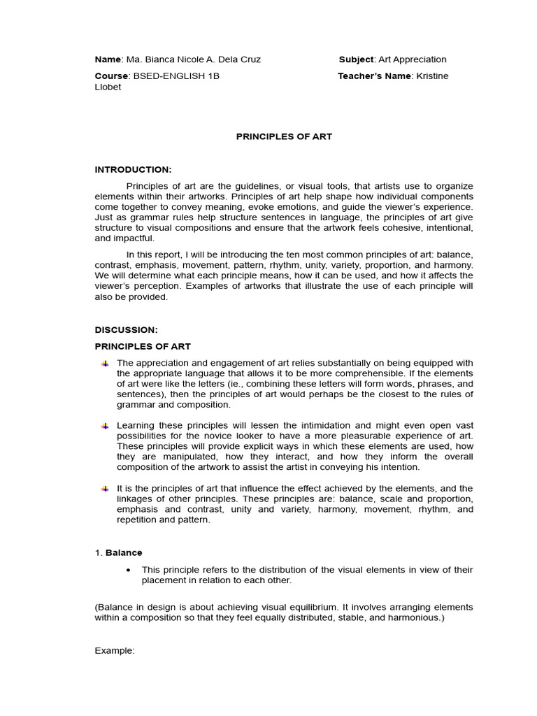 ART-APPRECIATION | PDF | Composition (Visual Arts) | Symmetry