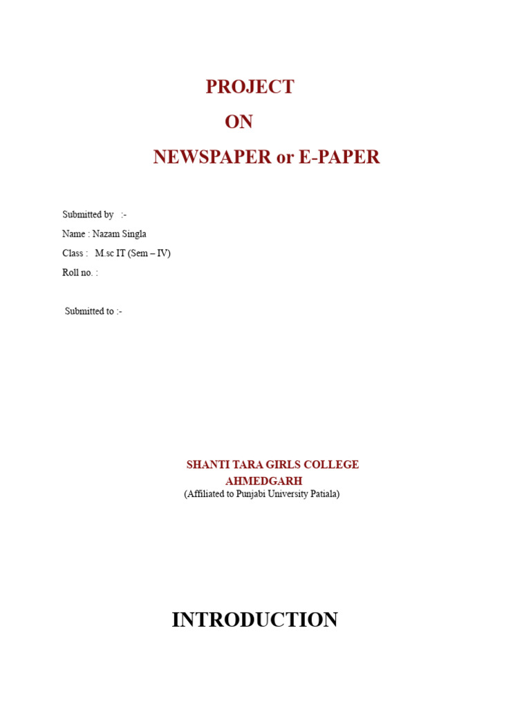 Project Newspaper | PDF | Html | Newspapers