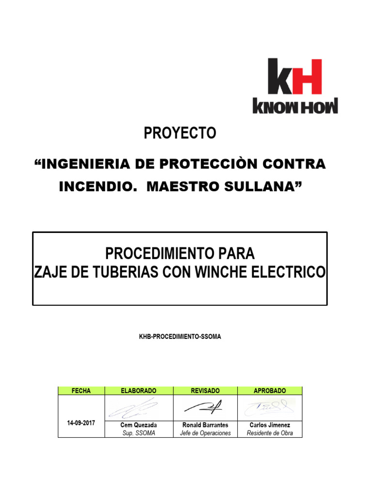PETS Izaje de Tuberias Con Winche y Elevador - Maestro Sullana | PDF