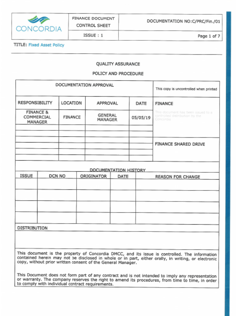 Fix Asset Policy | PDF