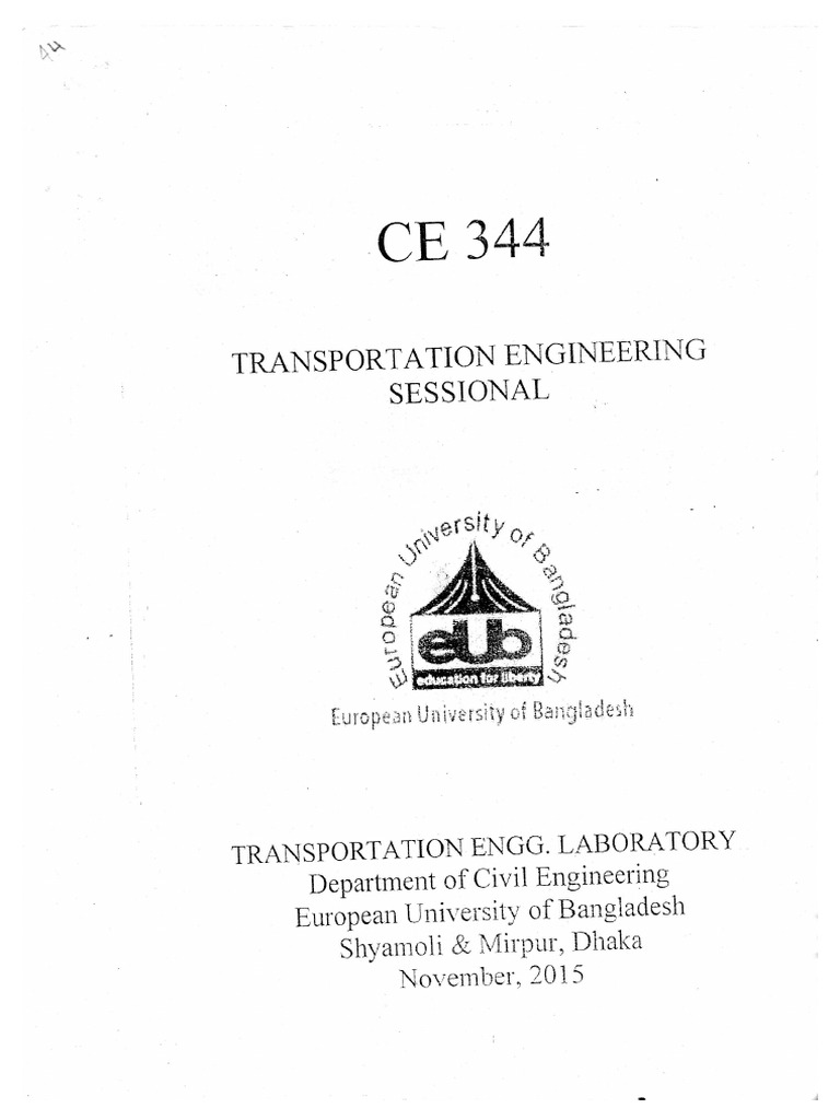 37.CE 344 Transportation Engineering Lab | PDF