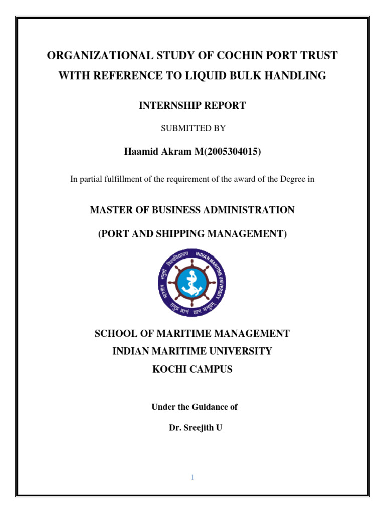 Haamid Akram PSM - Internship Report | PDF | Port | Containerization