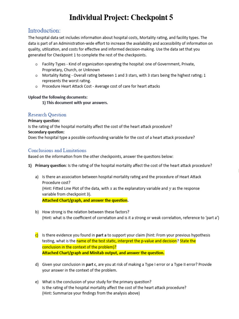 05 Checkpoint 5 sp 2023 - Individual Project(1) | PDF | Type I And Type Ii Errors | P Value
