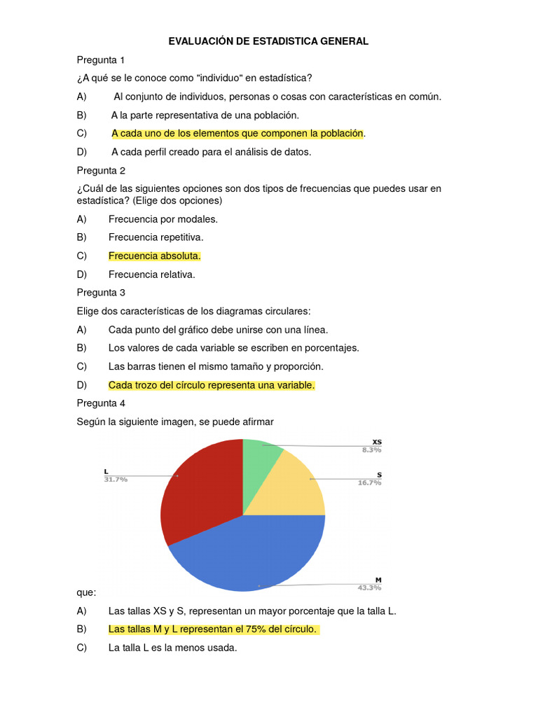 Evaluación de Estadistica General | PDF | Histograma | Estadísticas