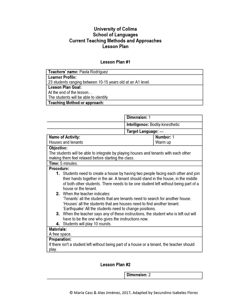 Lesson Plan TA | PDF | Lesson Plan | Classroom