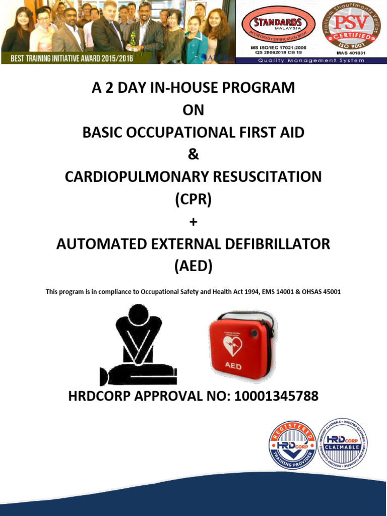 Proposal A 2 Day In House Program On Basic Occupational First Aid