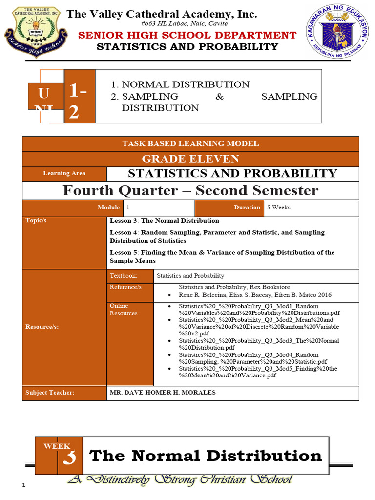 Statistics and Probability 4th Quarter Part 1 | PDF | Standard Score ...