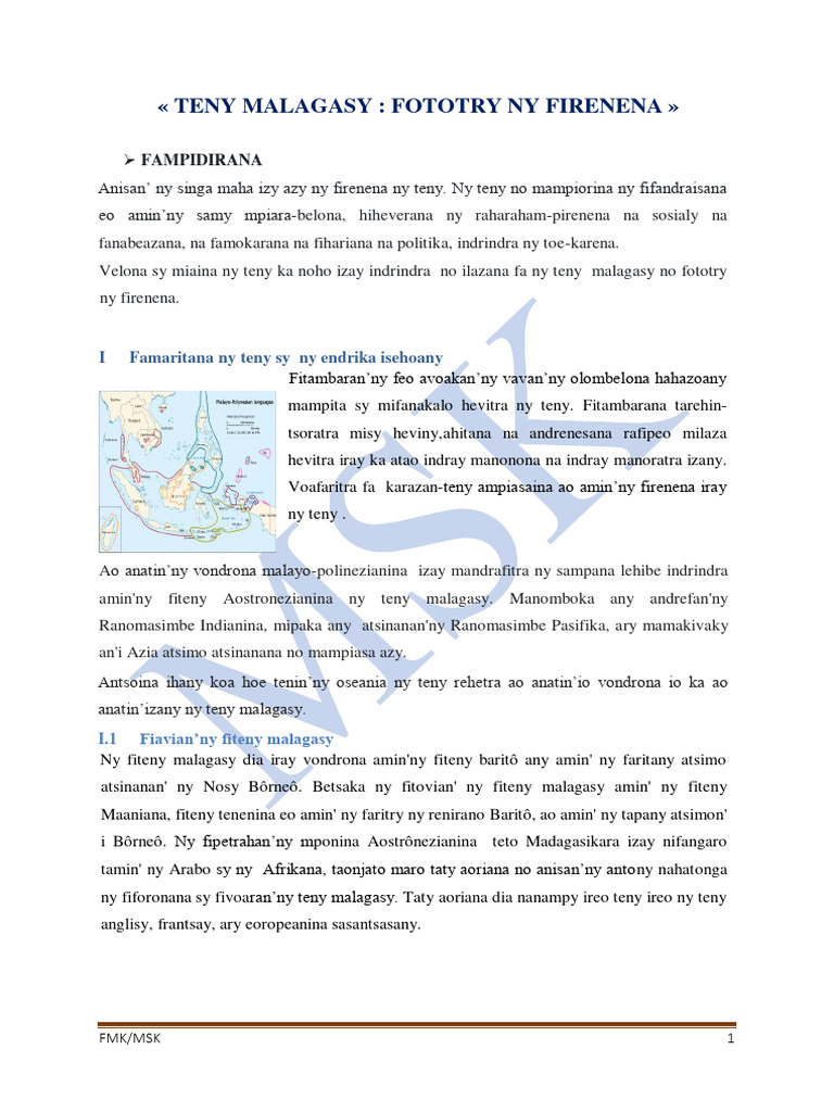 Ny Teny Malagasy | PDF