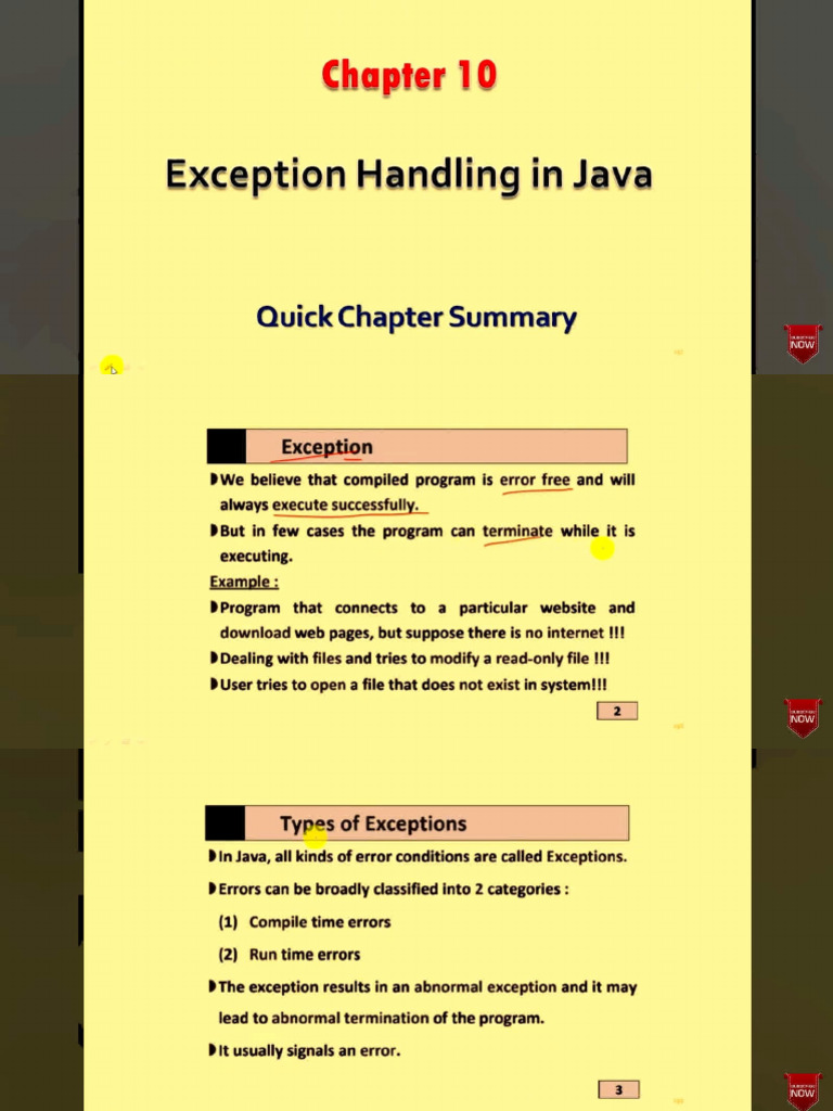 Ch10exaption Handling in Java | PDF | Computer Program | Programming