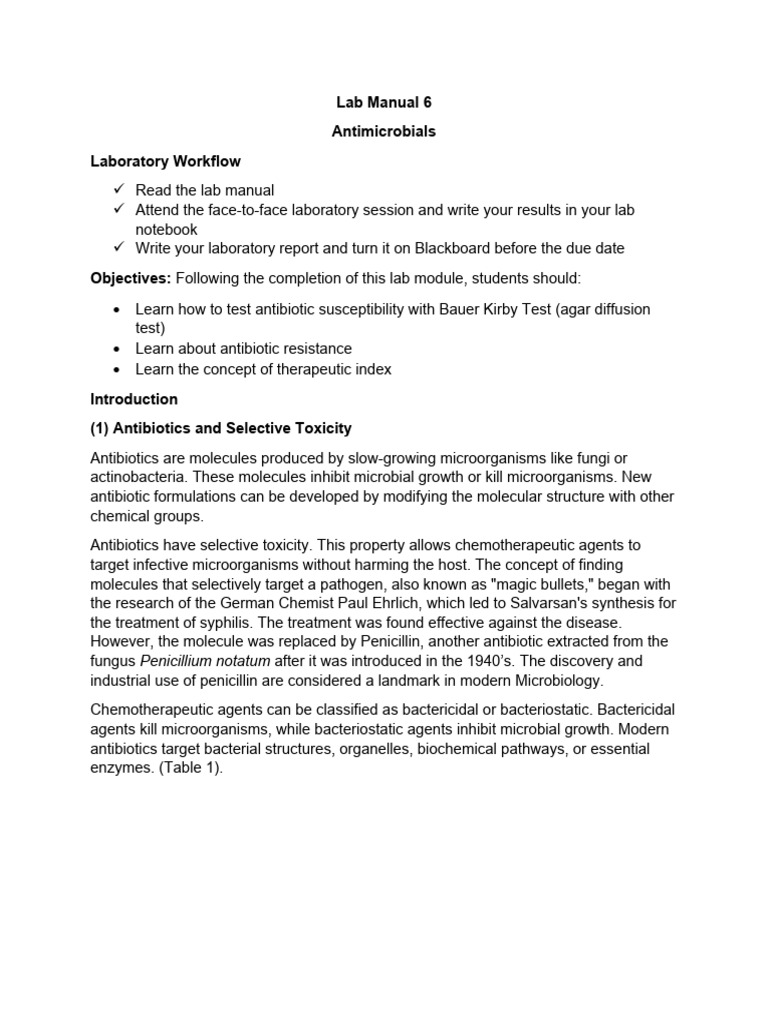 Laboratory 6 - Antimicrobials | PDF | Antimicrobial Resistance | Bacteria