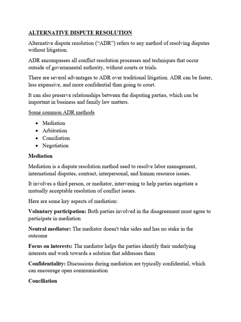 ADR | PDF | Mediation | Alternative Dispute Resolution