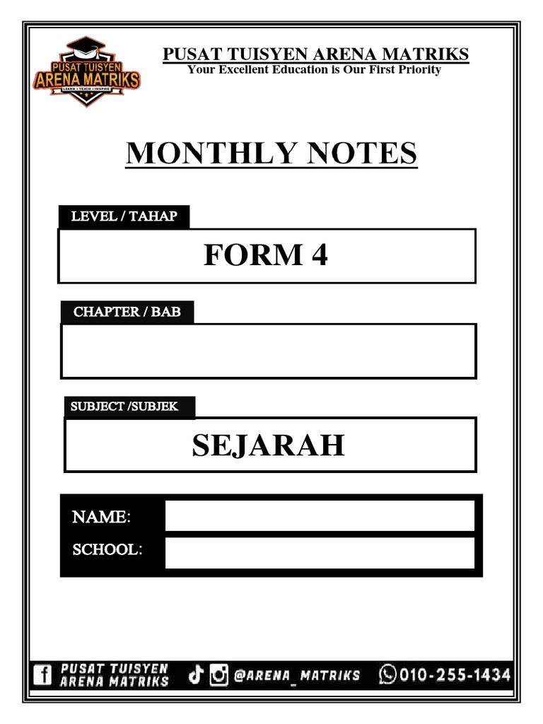 Pusat Tuisyen Arena Matriks Form 4 Sej Bab 2 | PDF