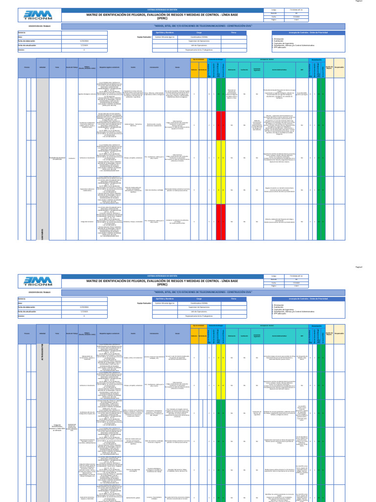 RLZ-SSO-P-01 IPERC - Matriz IPERC Linea Base_1 | PDF | Influenza ...