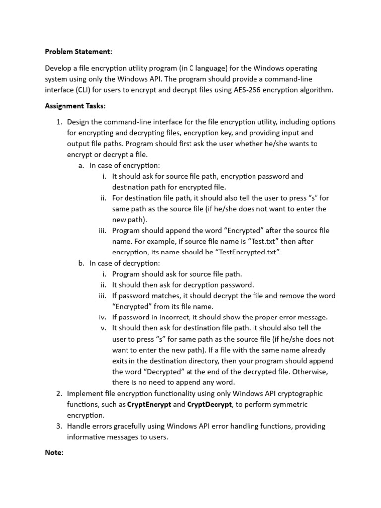 Problem Statement | PDF | Encryption | Command Line Interface
