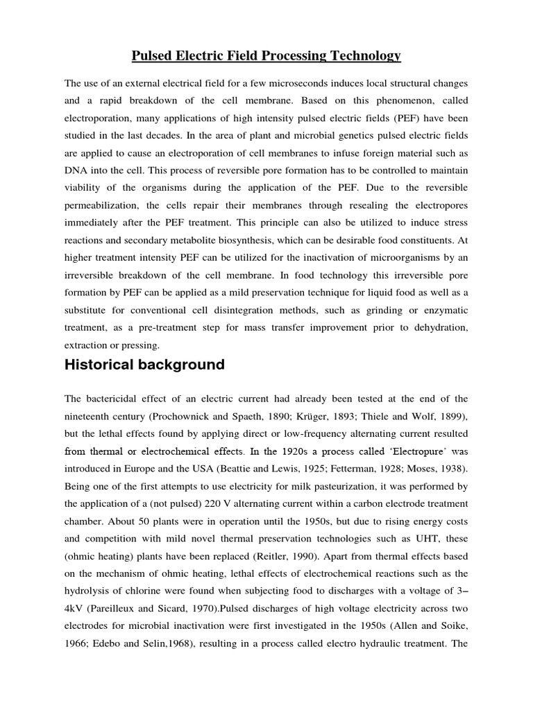 4 Pulsed Electric Field Processing Technology | PDF | Lipid Bilayer ...