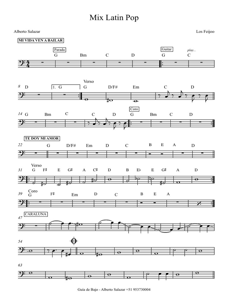 Mix Latin PopBASS - Partitura completa | PDF