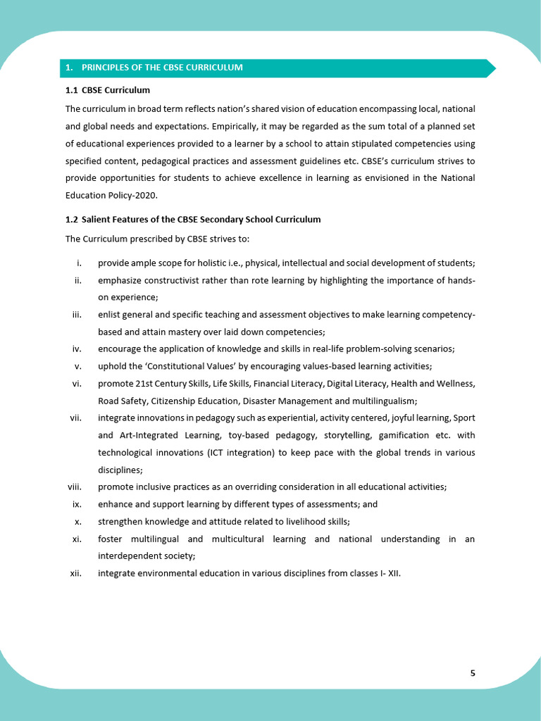 CBSE Curriculum Overview and Features | PDF | Curriculum | Science