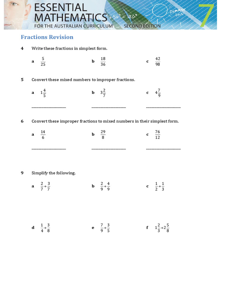 Fractions Revision | PDF | Mathematical Objects | Mathematical Concepts