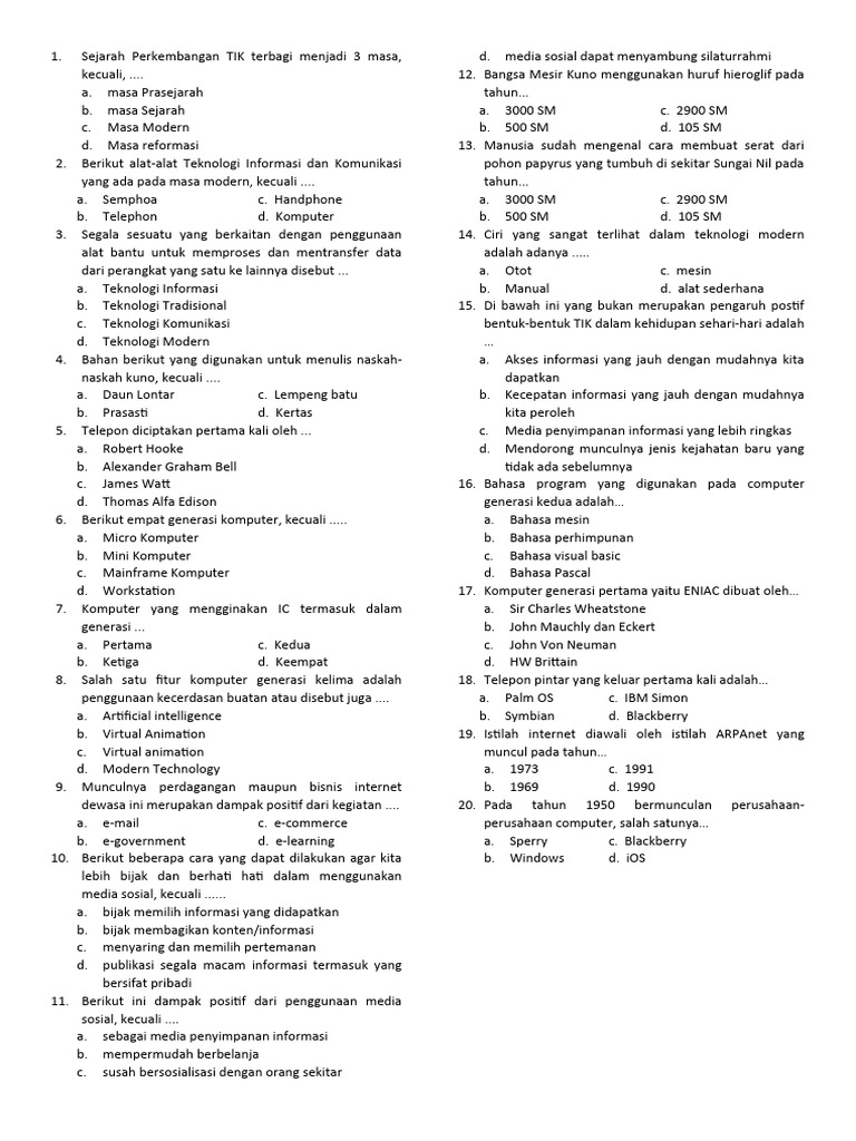 Kuis TIK dan Pengolahan Limbah | PDF