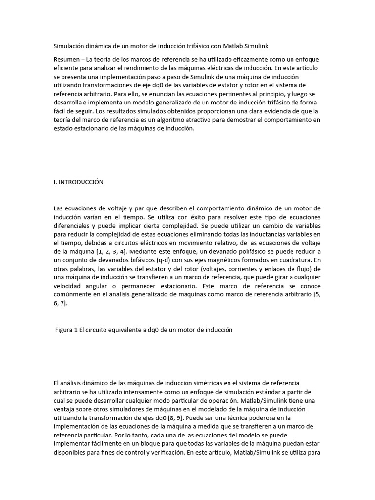 Simulación Dinámica de Un Motor de Inducción Trifásico Con Matlab ... Simulación Dinámica de Un Motor de Inducción Trifásico Con Matlab ...