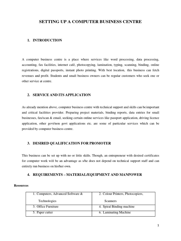 Setting Up A Computer Business Center | PDF | Photocopier | Fax