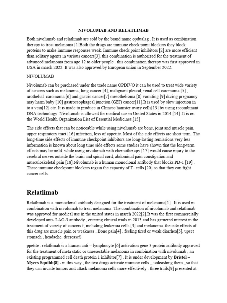Nivolumab and Relatlimab | PDF | Diseases And Disorders | Medical ...