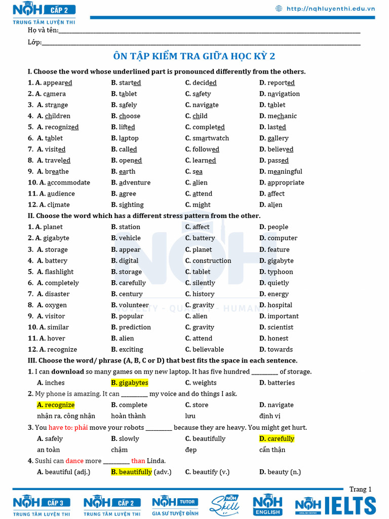 ÔN TẬP GIỮA HK2 | PDF