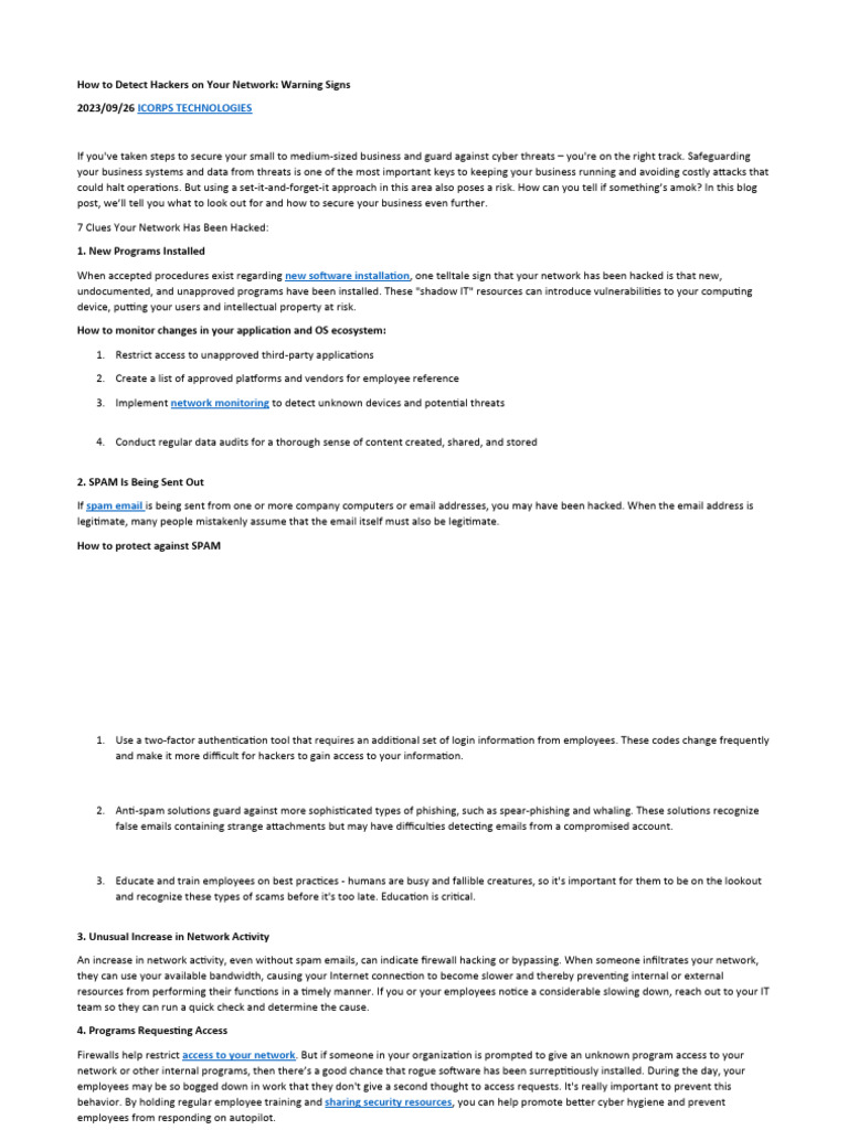 How To Detect Hackers On Your Network Pdf Phishing Security Technology