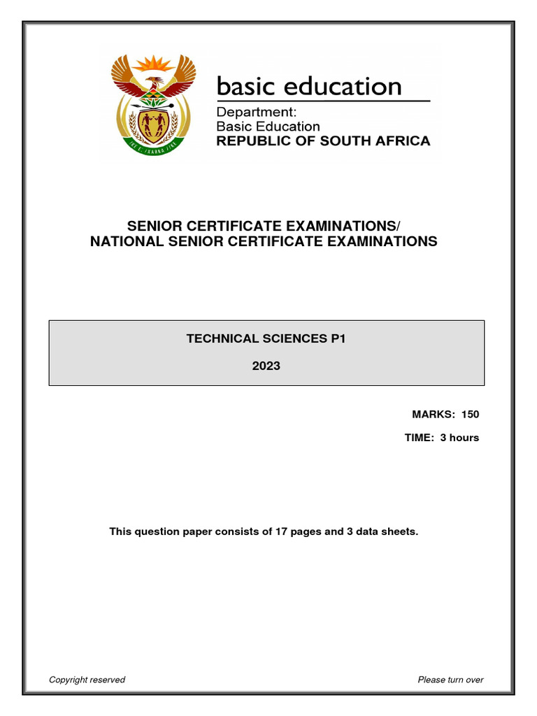 Technical Sciences P1 May-June 2023 Eng | PDF | Physical Quantities ...