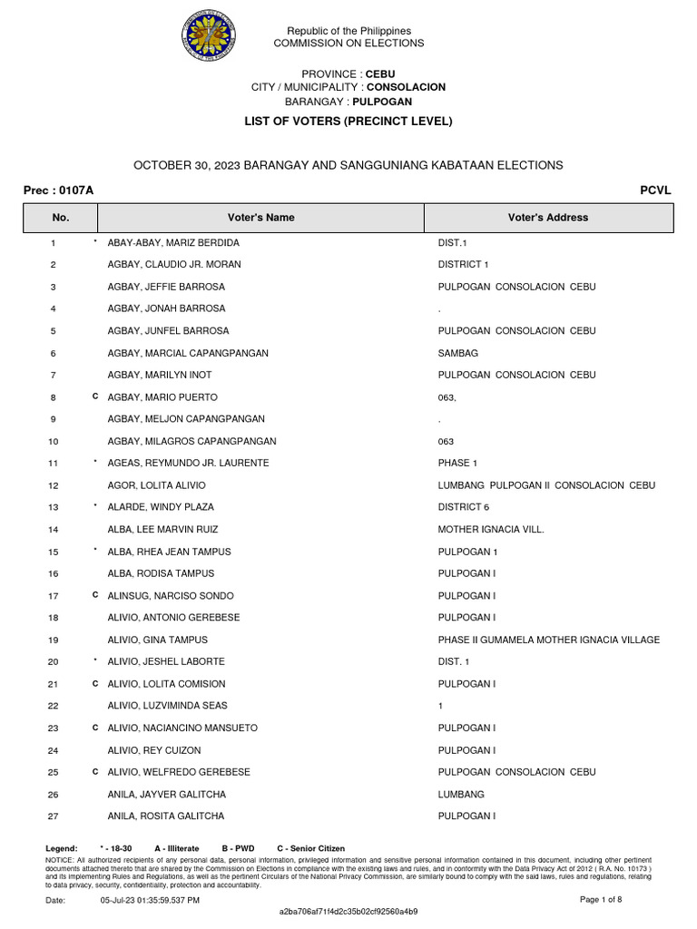 2023bske PCVL For Barangay Pulpogan-2219016 070523 1418 | PDF ...