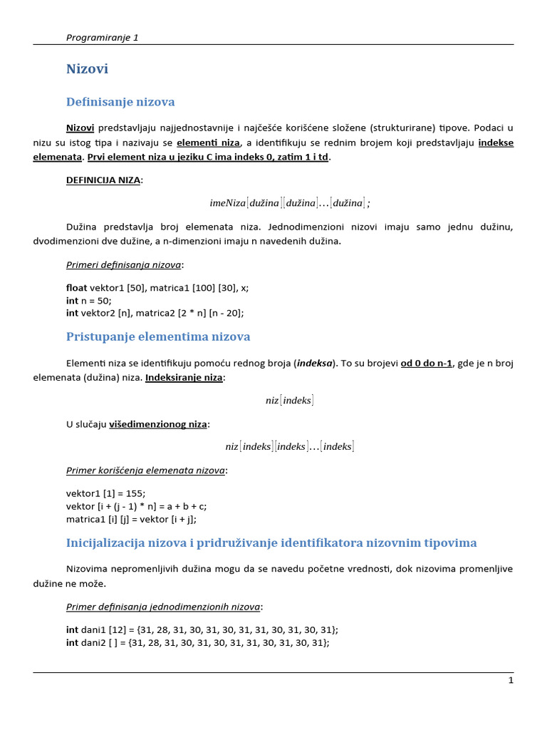 Nizovi 1 | PDF
