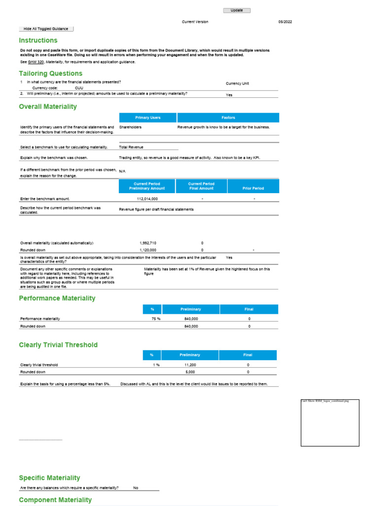 Determination of Materiality | PDF | Audit | Business Economics