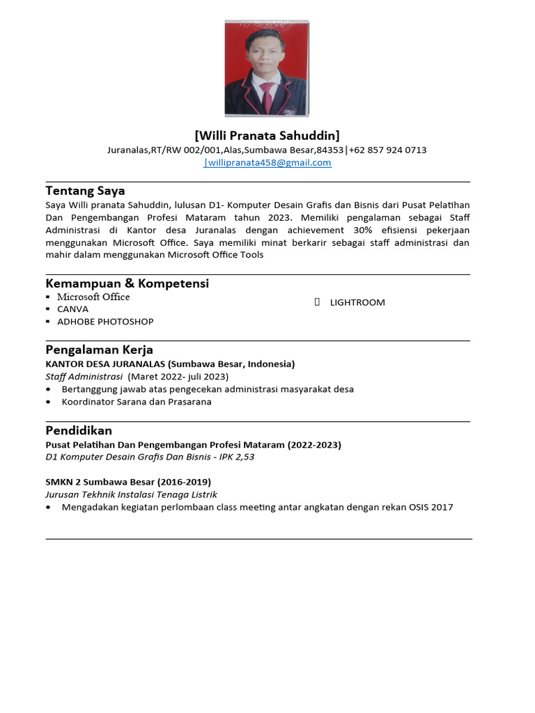Contoh CV FIX | PDF
