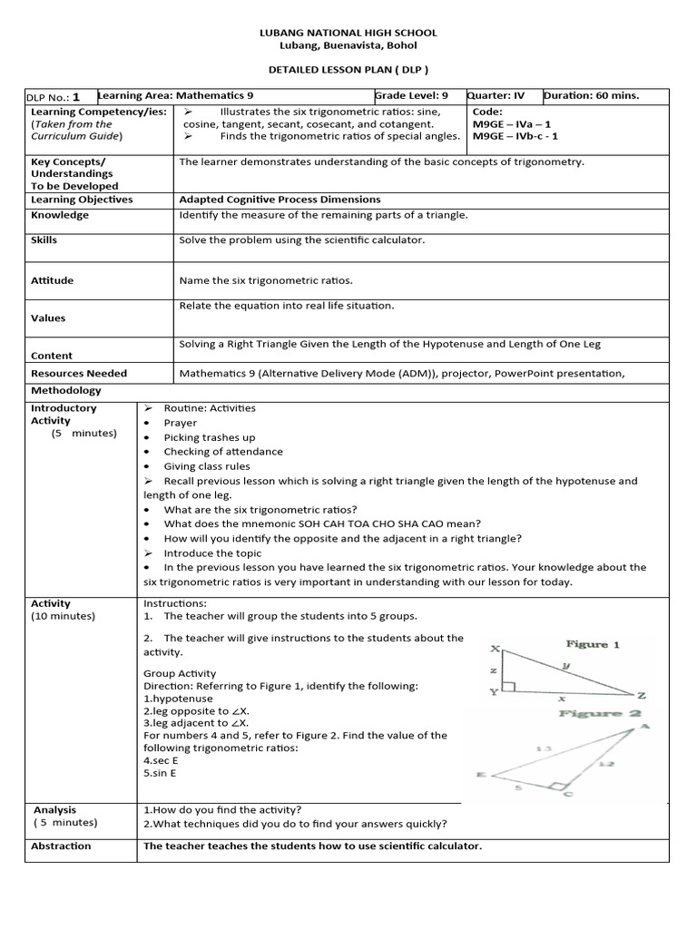 Iplan Math 9 063306 033422 | PDF | Trigonometric Functions | Trigonometry