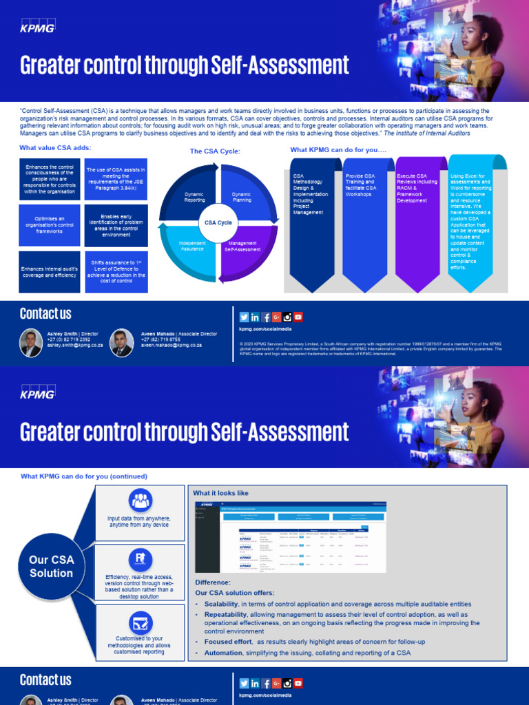 CSA - Greater Control Through Self-Assessment | PDF | Internal Audit ...
