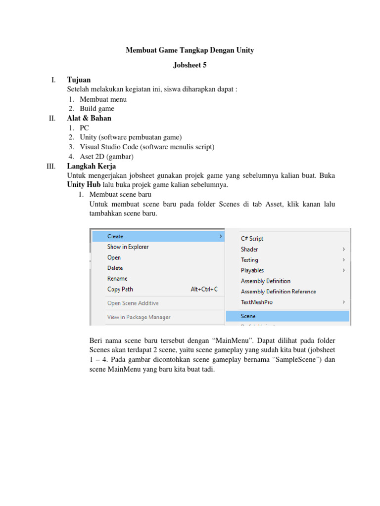 Jobsheet 5 - Main Menu & Build | PDF